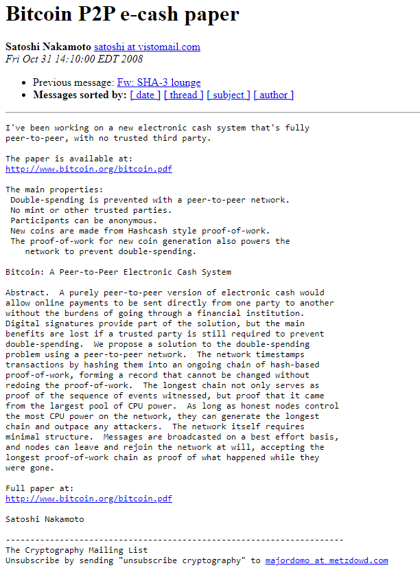 Who is Satoshi Nakamoto? Bitcoin 13 Year Anniversary of Bitcoin White ...